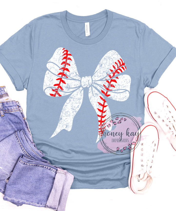 DTF Baseball Bow Distressed – Honey Kay Impressions