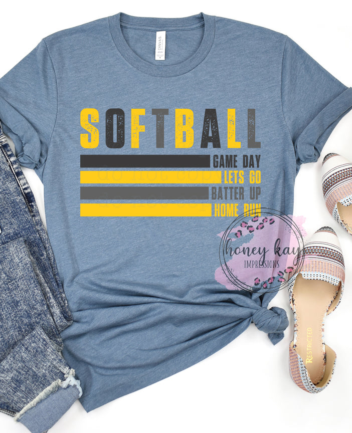 DTF Retro Distressed Softball Lines – Honey Kay Impressions