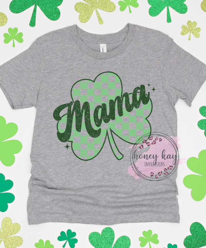 DTF Mama Checkered Clover – Honey Kay Impressions