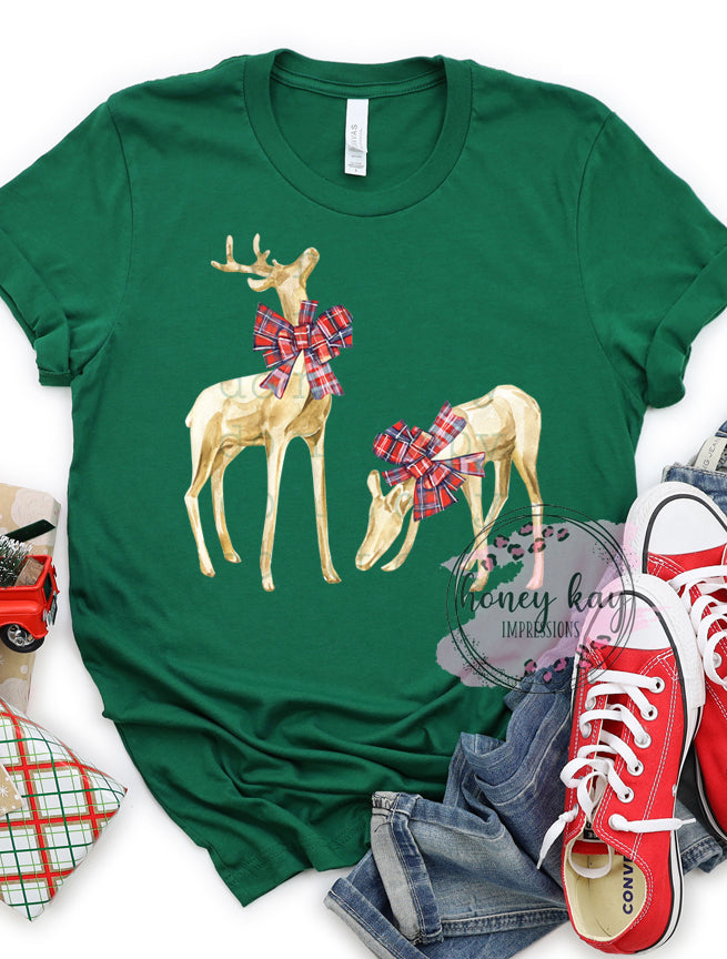 DTF Watercolor Tartan Reindeer – Honey Kay Impressions
